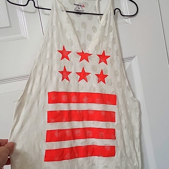 Reebok | Tops | Reebok White Red Flag Razor Back Tank Top Size Medium ...